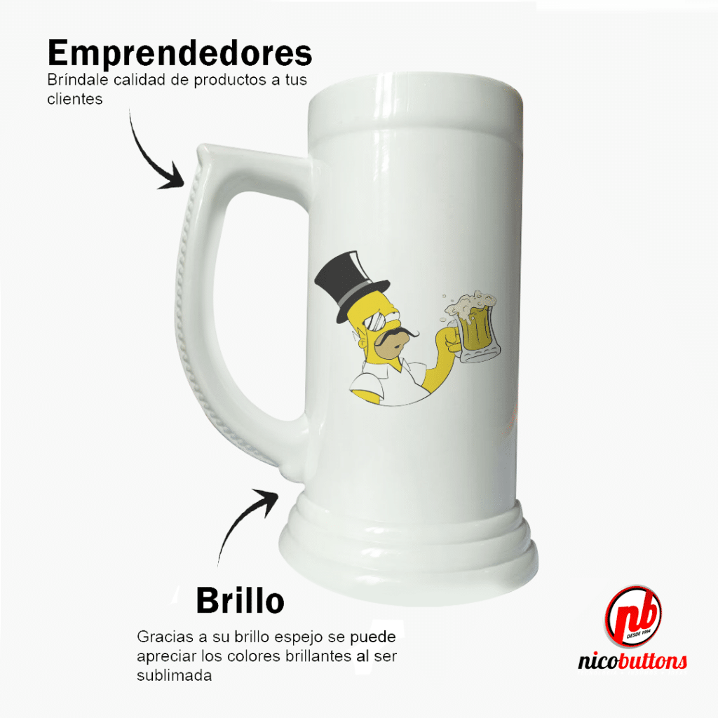 CHOPP PLASTICO SUBLIMABLE DE Ø 8 CM - Nicobuttons