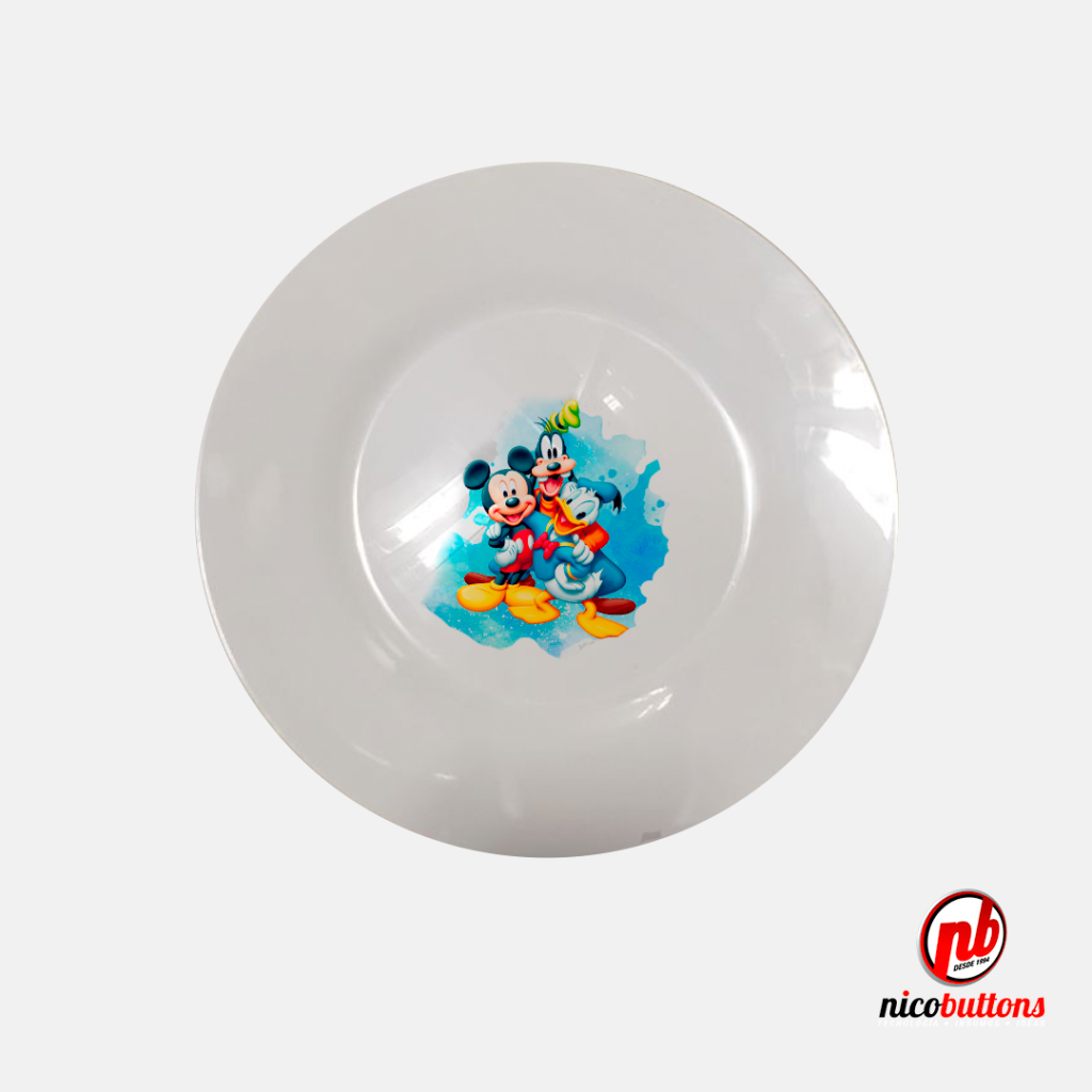 PLATO PLASTICO BLANCO SUBLIMABLE DIAMETRO INTERIOR 11CM - Nicobuttons